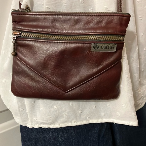 Bags | Andre Ouellet Burgundy Leather Crossbody Bag | Poshmark
